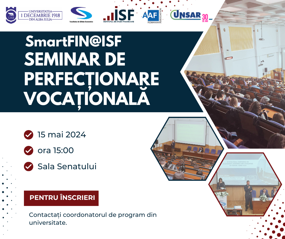 Seminar de Perfecționare Vocațională SmartFIN@ISF la Universitatea "1 Decembrie 1918" din Alba ...